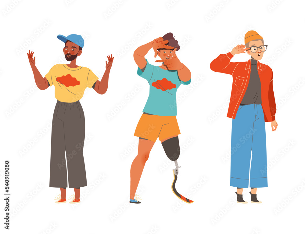 Man Character Showing Hand Gesture Expressing Emotion with Body ...