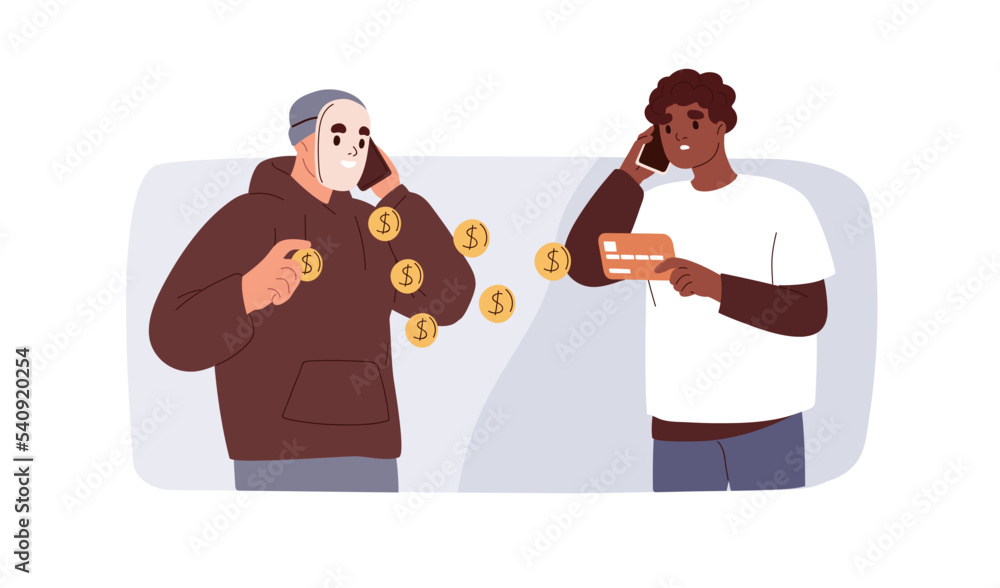 Scam, fraud via mobile phone call. Scammer getting access to money ...
