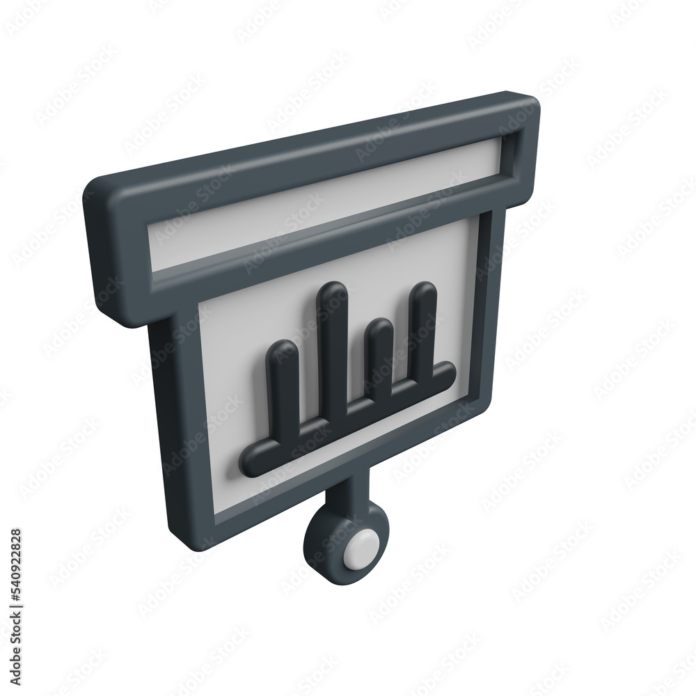 board with chart top left view 3d icons render illustration Stock ...