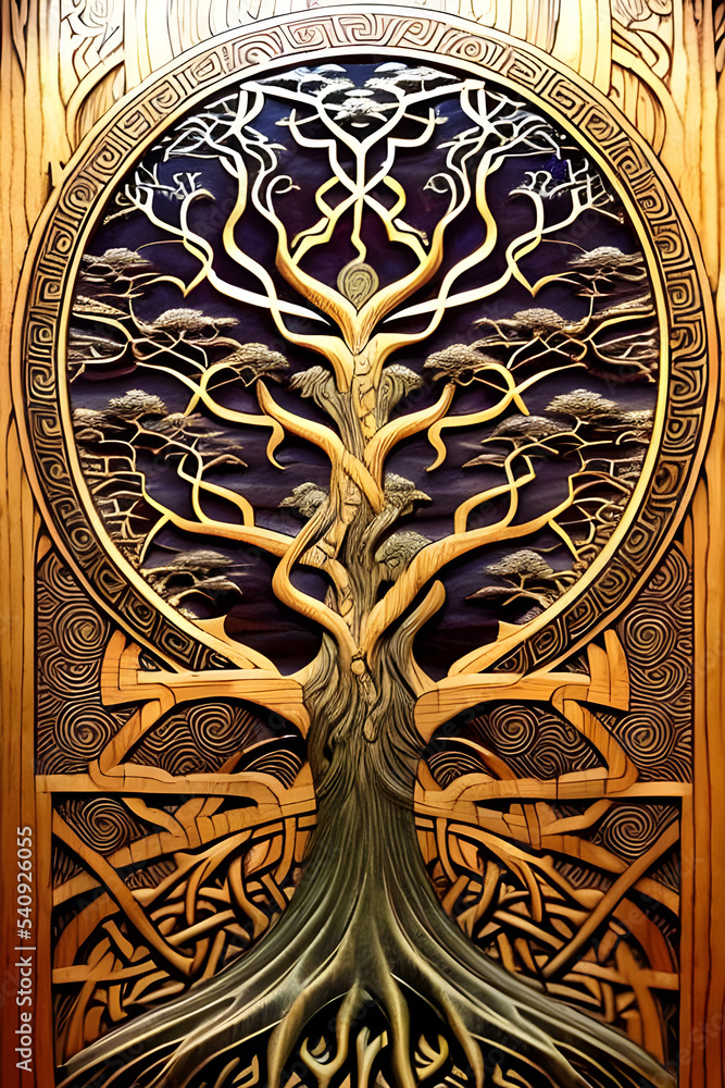 tree of life / spiritual tree made of wood - sacred geometry symbol ...
