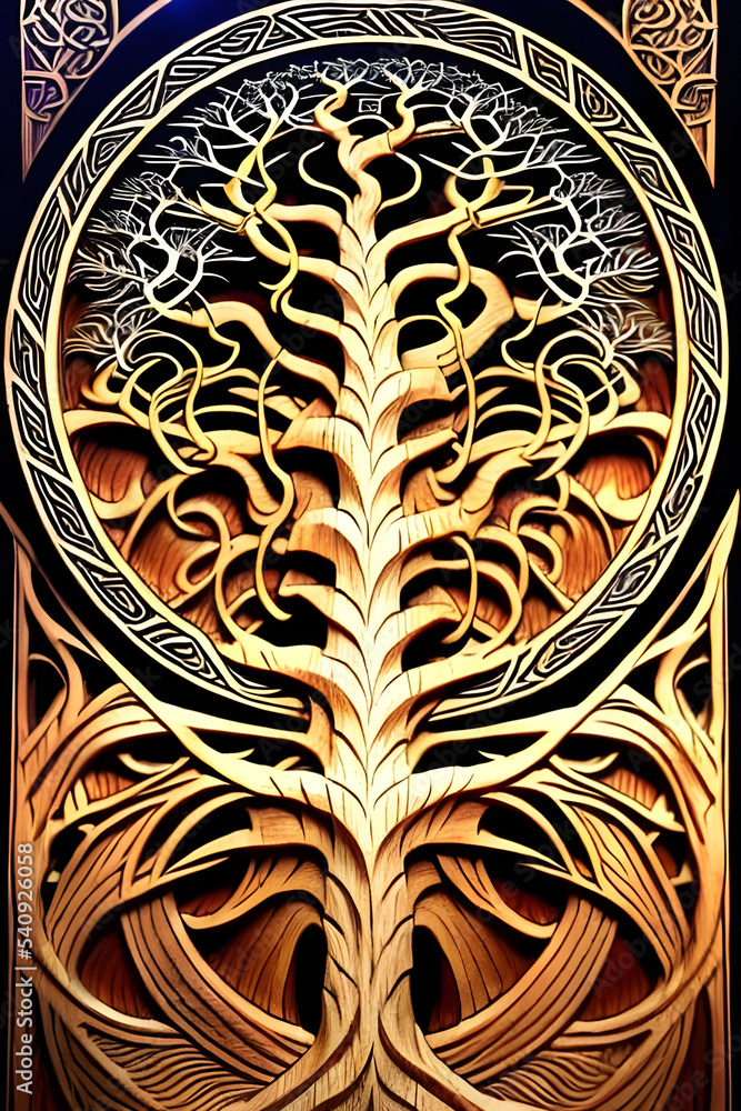 tree of life / spiritual tree made of wood - sacred geometry symbol ...