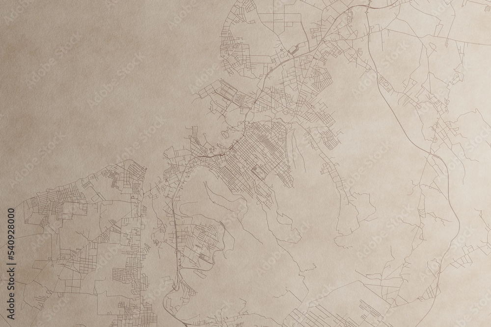 Map of Port Louis (Mauritius) on an old vintage sheet of paper. Retro ...