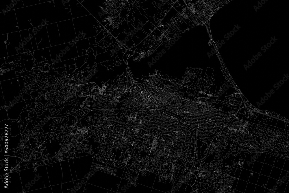 Stylized map of the streets of Hamilton (Canada) made with white lines ...