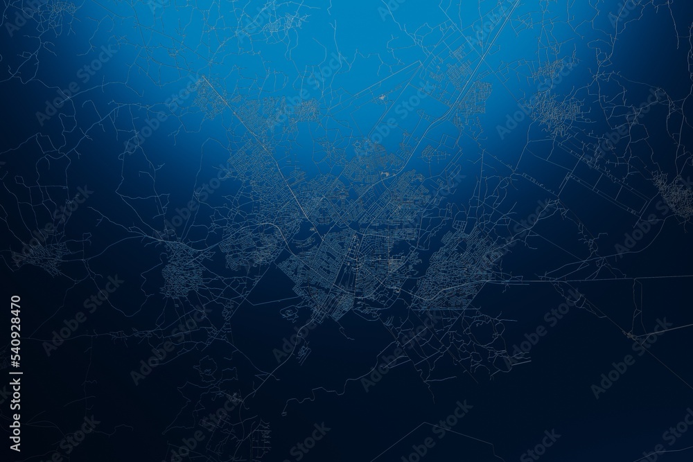 Street map of Gaborone (Botswana) engraved on blue metal background ...