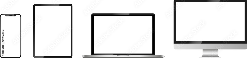 Realistic mockups of Apple devices on transparent background. Vector ...