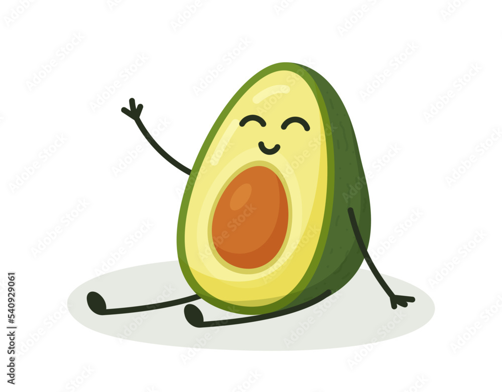 Funny happy cute smiling avocados. Vector illustration of an isolated ...