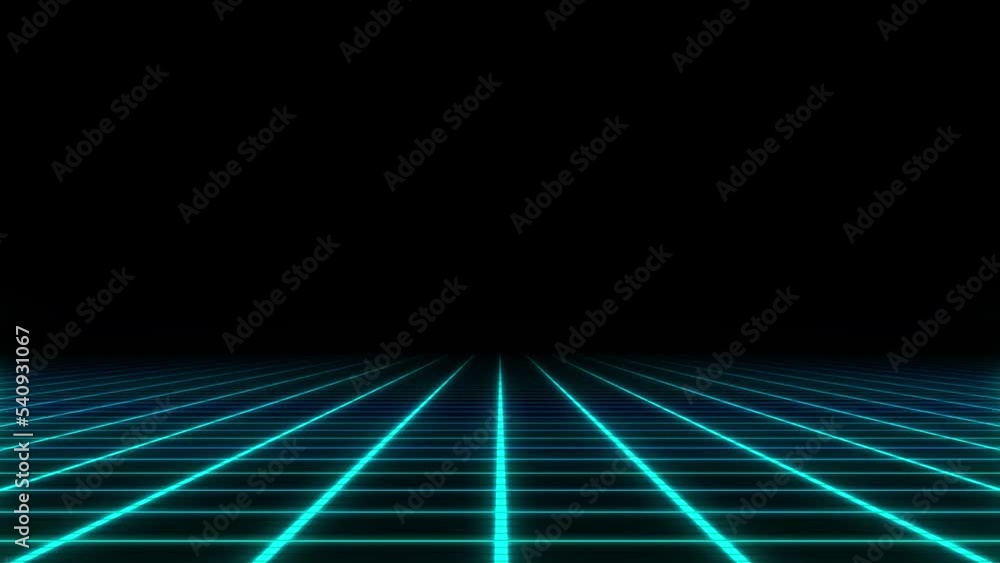 Infinity perspective laser blue grid with fog. Retrowave, synthwave ...