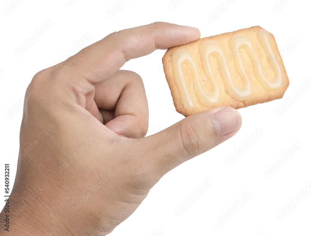 Hand holding a cracker isolated Stock Photo | Adobe Stock