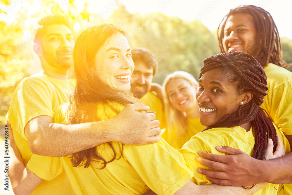Team team with a hug in a circle for motivation Stock Photo | Adobe Stock