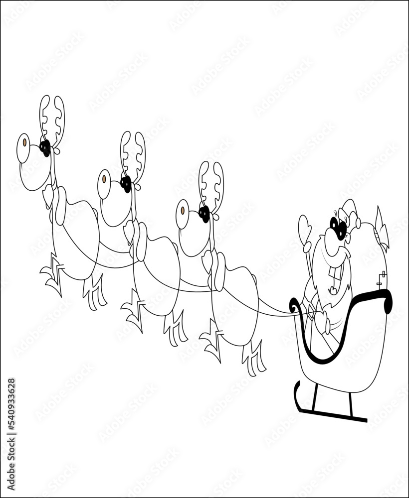 Funny Christmas coloring page | coloring book page line art for kids ...