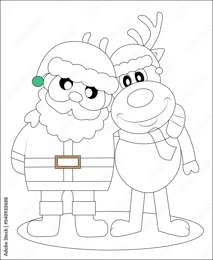 Funny Christmas coloring page | coloring book page line art for kids ...