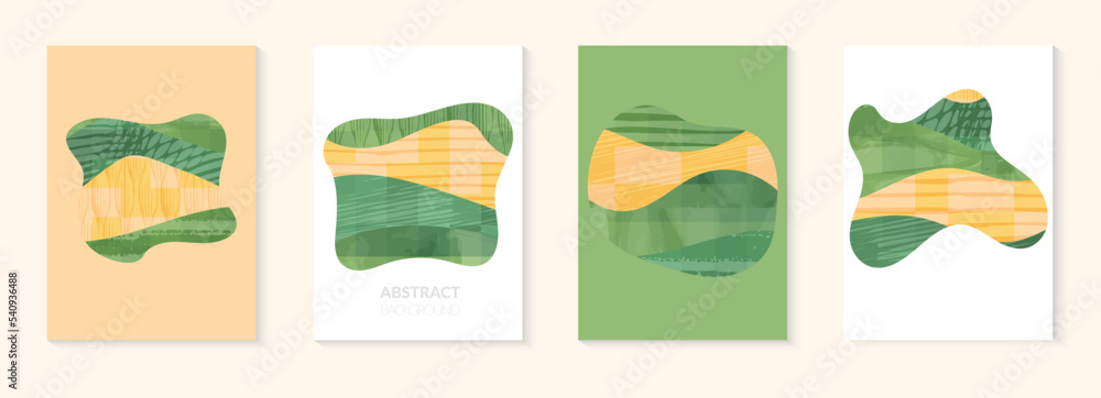 Abstract agriculture field background, green farm, irregular organic ...