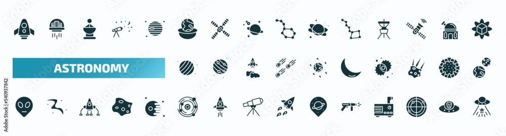 set of 40 filled astronomy icons. flat icons such as space shuttle ...