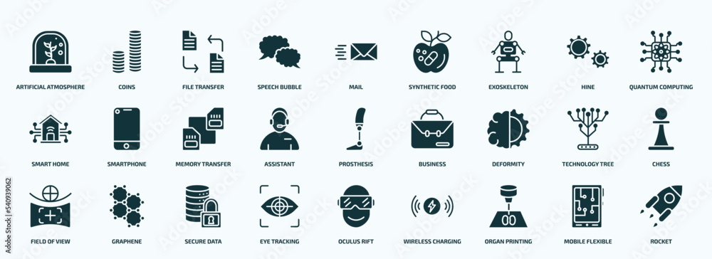 Vetor de flat filled artificial intellegence icons set. glyph icons ... Vetor de flat filled artificial intellegence icons set. glyph icons ...