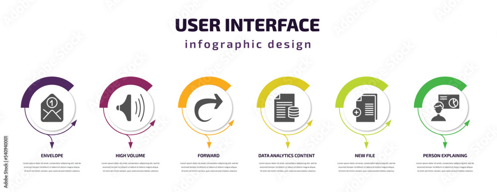 user interface infographic template with icons and 6 step or option ...