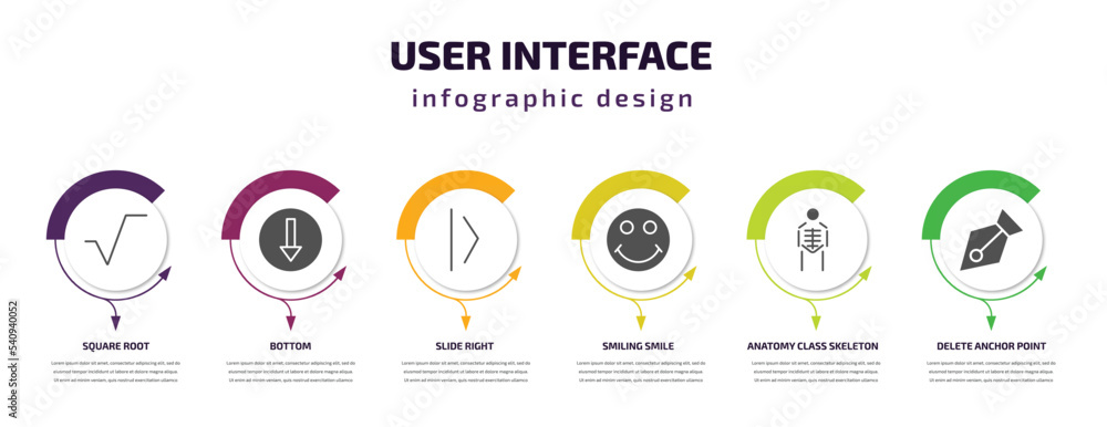 user interface infographic template with icons and 6 step or option ...