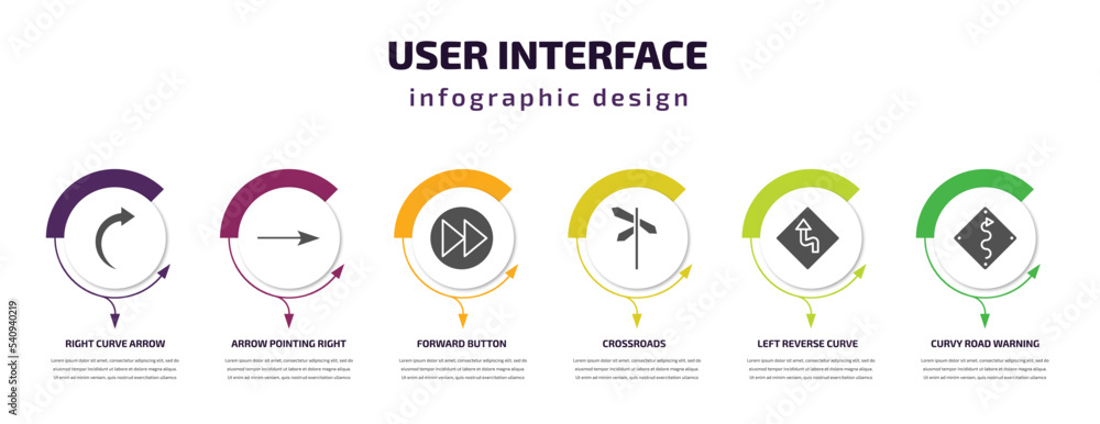 user interface infographic template with icons and 6 step or option ...