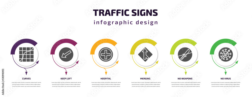 traffic signs infographic template with icons and 6 step or option ...