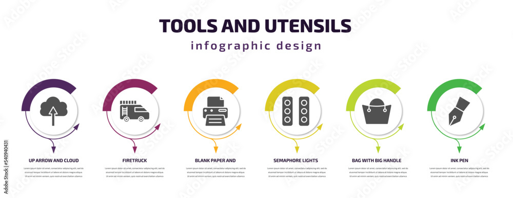 Vecteur Stock tools and utensils infographic template with icons and 6 ...