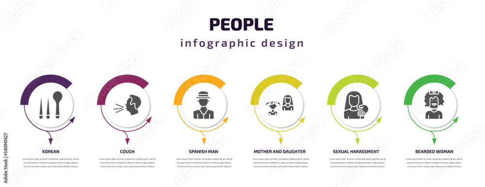 people infographic template with icons and 6 step or option. people ...