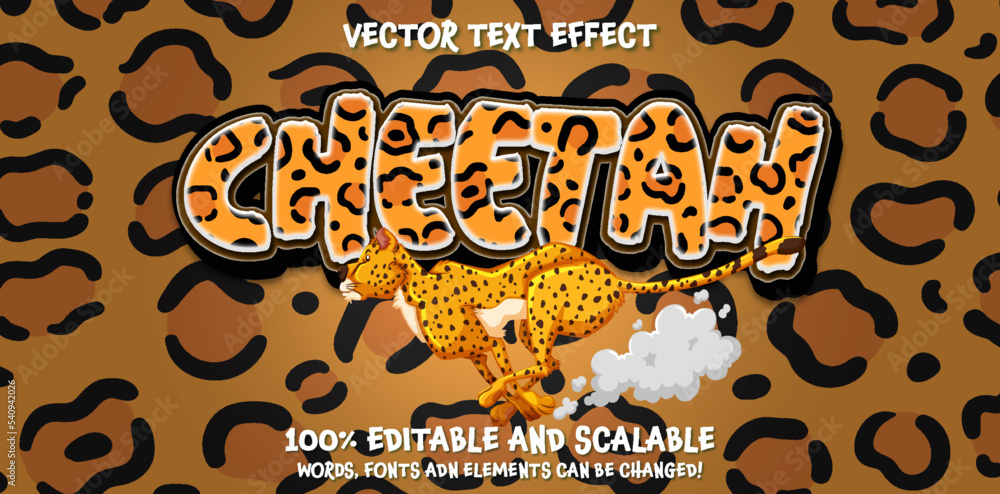 Cheetah editable text vector. Vector illustration of font and graphic ...