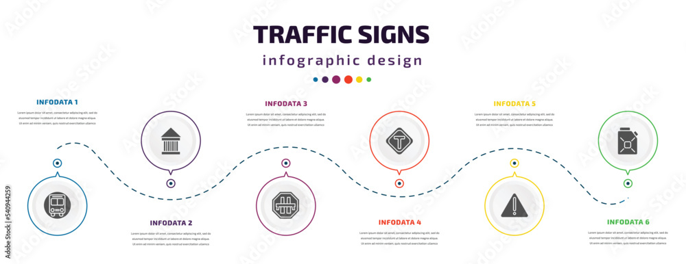 traffic signs infographic element with icons and 6 step or option ...