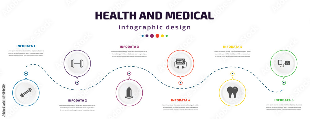 health and medical infographic element with icons and 6 step or option ...