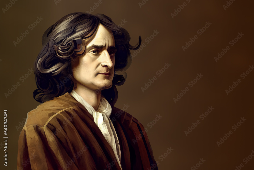 Digital painting portraits of Isaac Newton, elegant oil painting style ...
