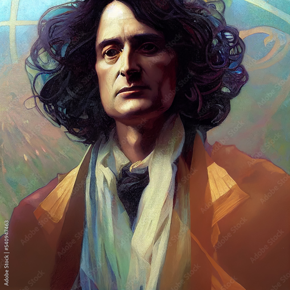 Digital painting portraits of Isaac Newton, elegant oil painting style ...