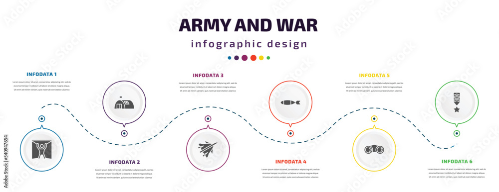 Vektorová grafika „army and war infographic element with icons and 6 ...