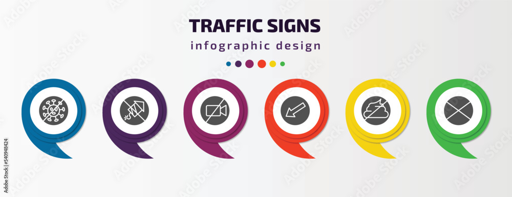 traffic signs infographic template with icons and 6 step or option ...