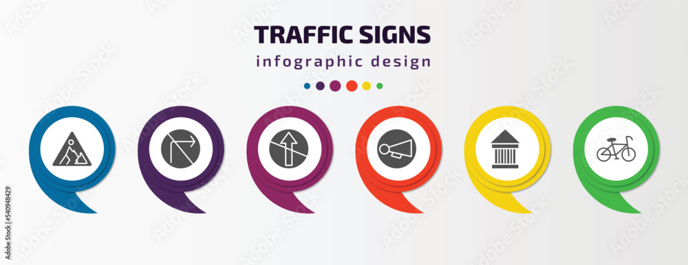 traffic signs infographic template with icons and 6 step or option ...