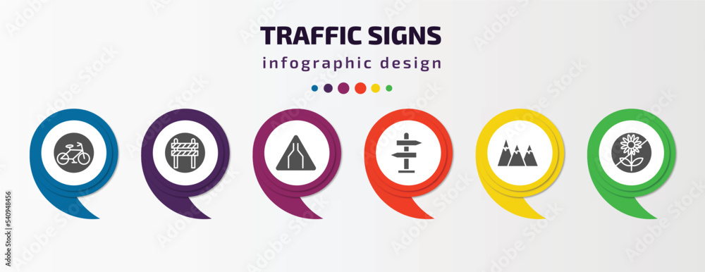 traffic signs infographic template with icons and 6 step or option ...