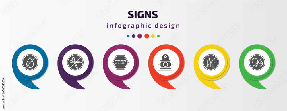 Vektorová grafika „signs infographic template with icons and 6 step or ...