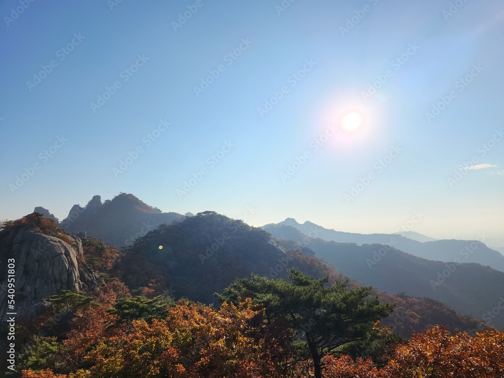 Bukhansan National Park. Mangwolsa Temple. autumn mountains. hiking ...