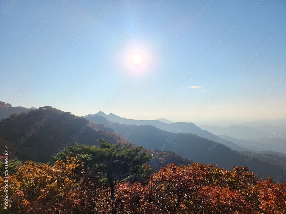 Bukhansan National Park. Mangwolsa Temple. autumn mountains. hiking ...