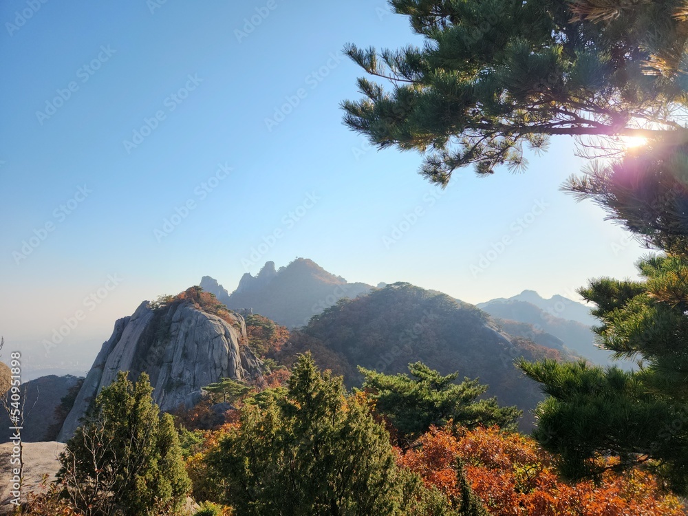 Bukhansan National Park. Mangwolsa Temple. autumn mountains. hiking ...