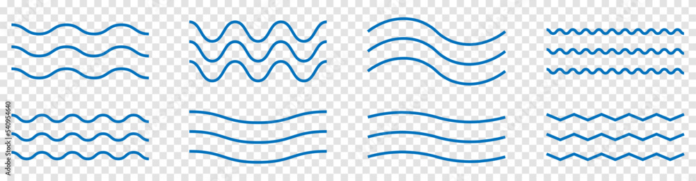 Waves icon collection. Vector illustration isolated on transparent ...