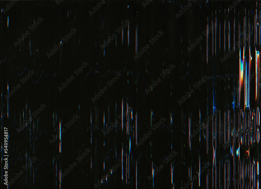 Glitch overlay. Distressed screen. Analog noise. Orange blue color ...