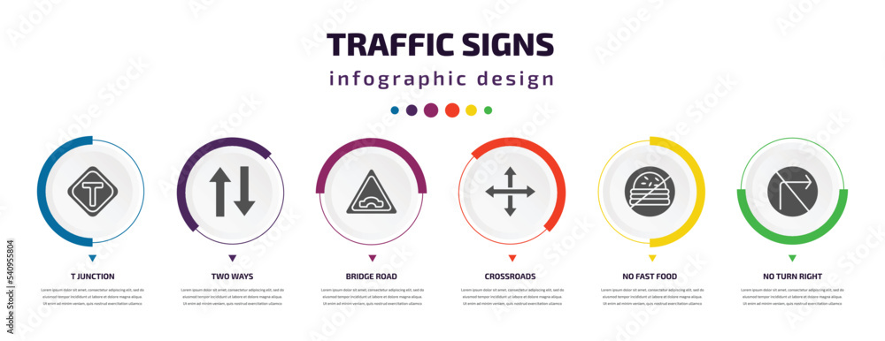 traffic signs infographic element with icons and 6 step or option ...