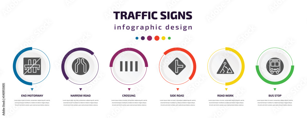 traffic signs infographic element with icons and 6 step or option ...