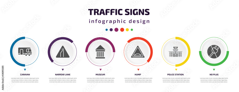 traffic signs infographic element with icons and 6 step or option ...