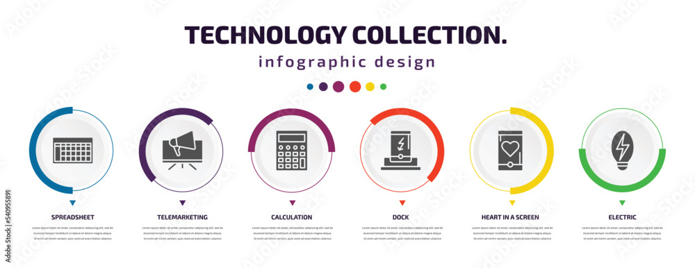 technology collection. infographic element with icons and 6 step or ...