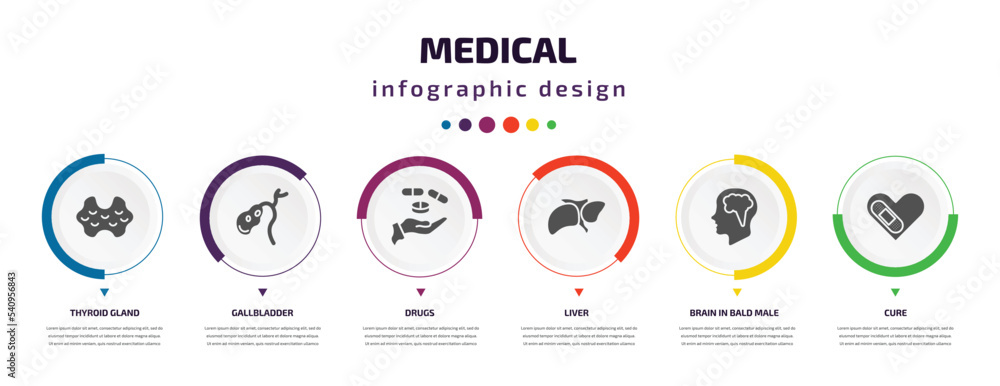 medical infographic element with icons and 6 step or option. medical ...