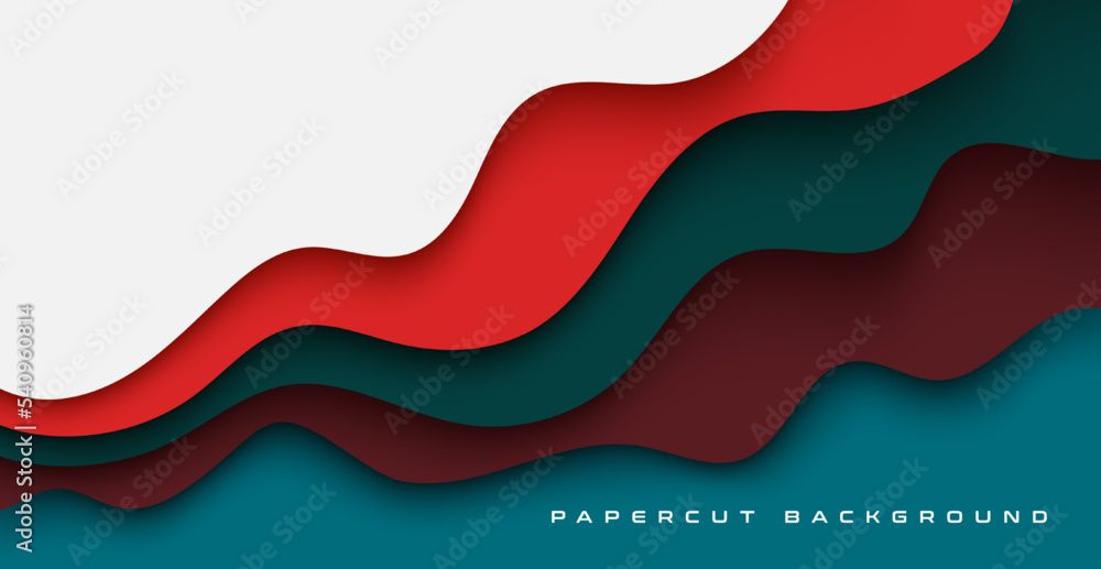 Vecteur Stock Multi layers green red color texture 3D papercut layers ...