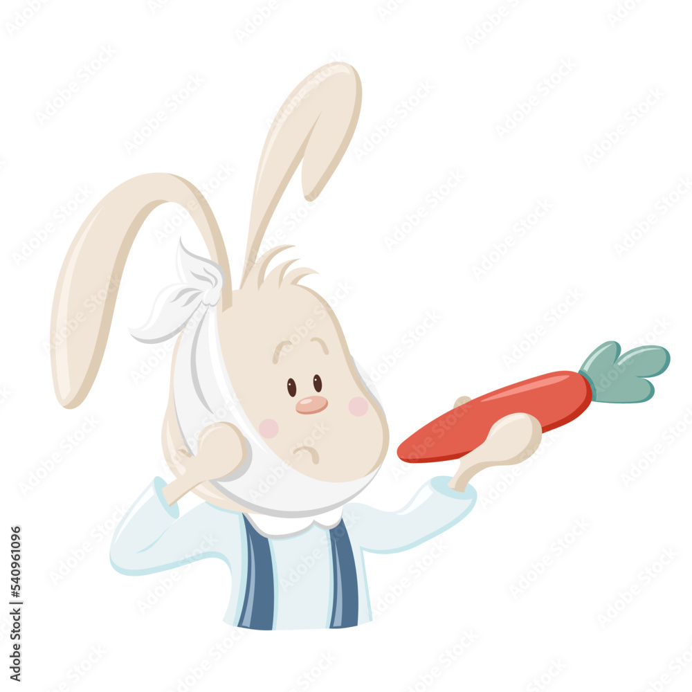 20 / 25 Cute bunny with handkerchief on cheek has tooth ache because of ...