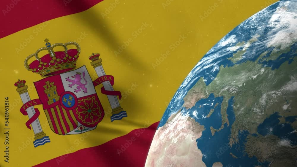 Spanish Flag and Spain Map on Earth Globe 4K Stock Video | Adobe Stock