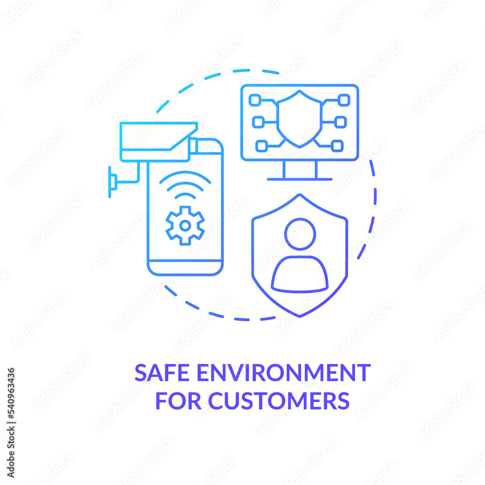 Vetor de Safe digital environment for customers blue gradient concept ...