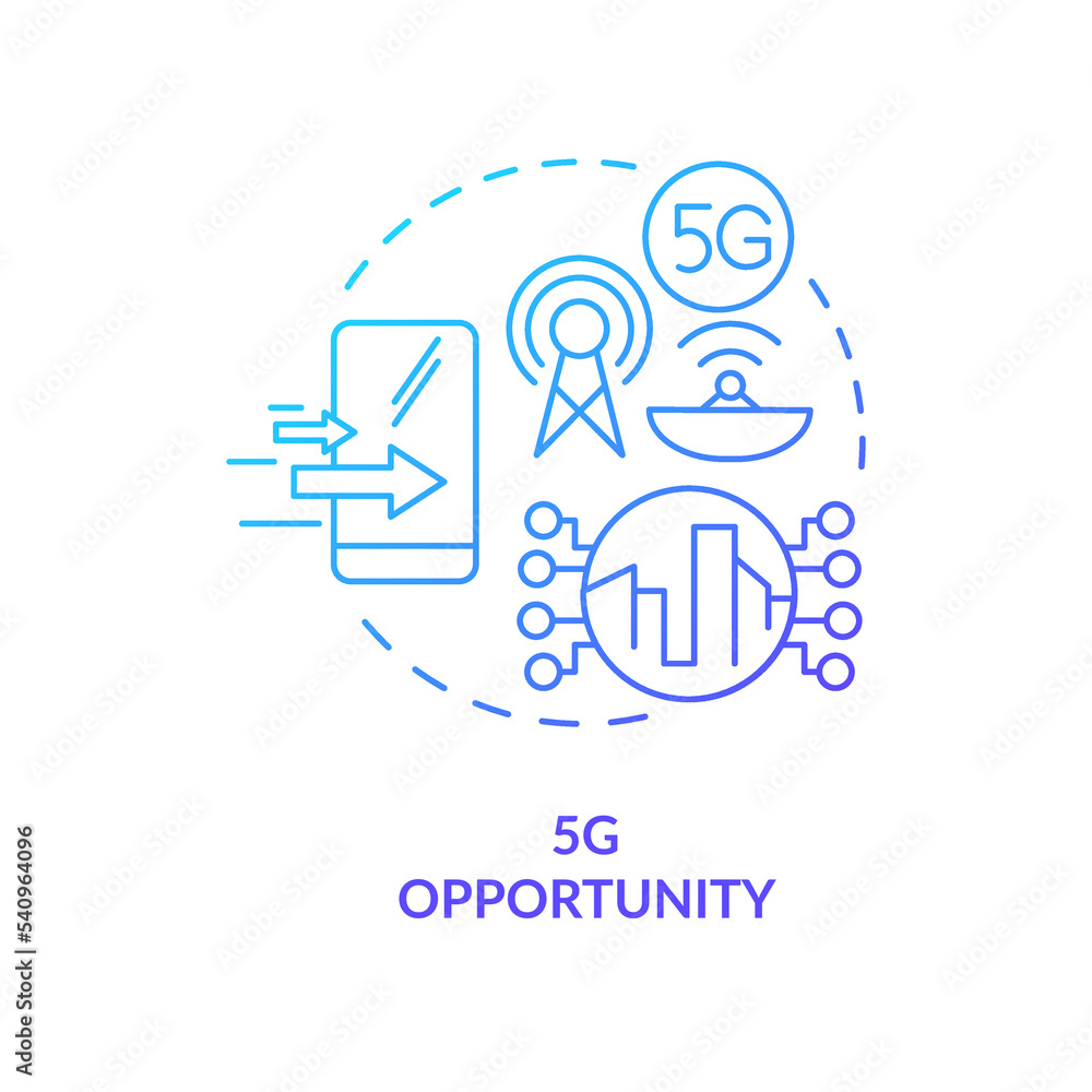 Fifth generation opportunity blue gradient concept icon. IoT technology ...