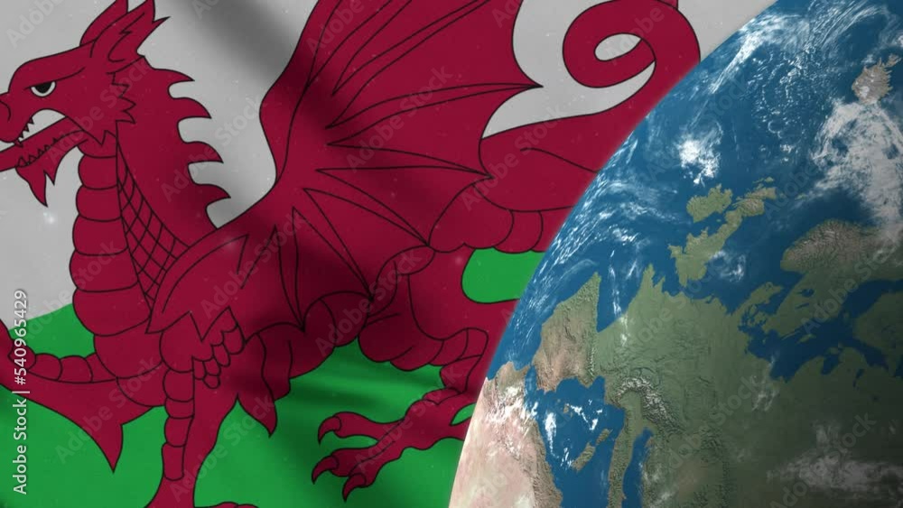 Welsh Flag and Wales Map on Earth Globe 4K Stock ビデオ | Adobe Stock